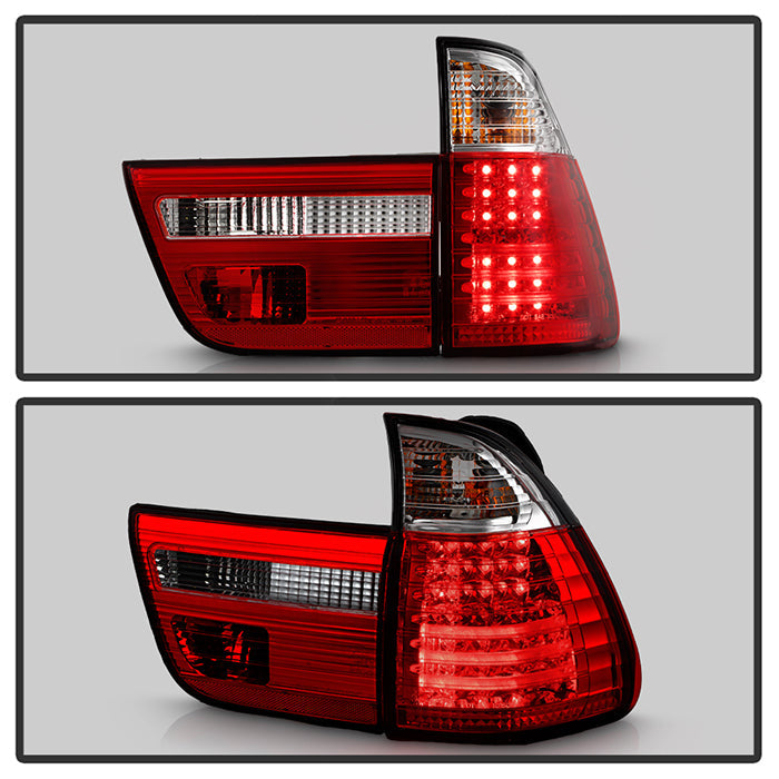 Spyder BMW E53 X5 00-06 4PCS LED Tail Lights Red Clear ALT-YD-BE5300-L ...